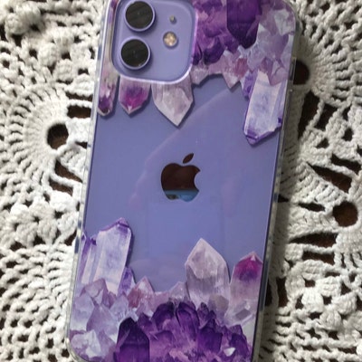 Purple Amethyst Crystal Clear Phone Case for iPhone 15 14 Plus 13 Pro ...