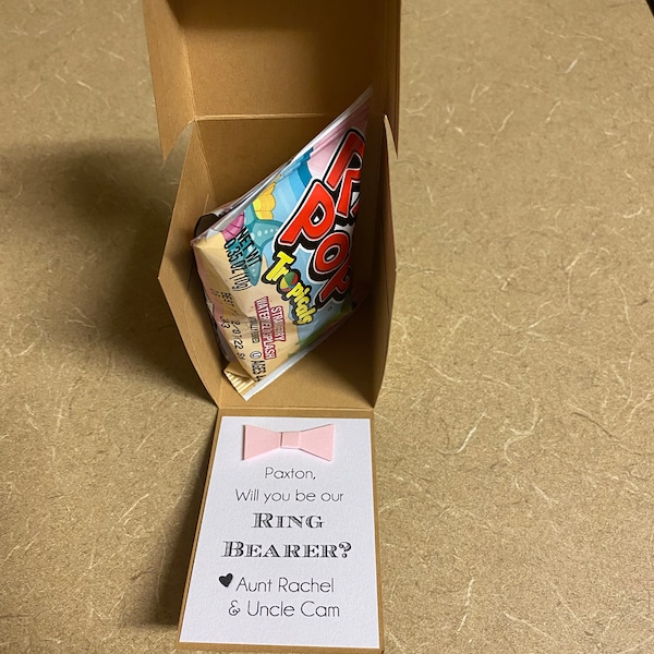 Ring Pop Box Gift Proposal Box Will You Be My Ring Bearer, Asking Ring ...