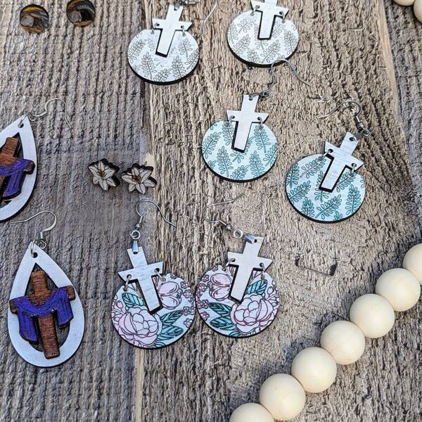 4 Cut Out Cross Earring Files - Religious Earring File - Digital Laser ...