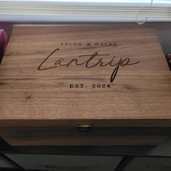 Personalized Walnut Keepsake Box, Wedding Memory Box, Jewelry Photo Box ...