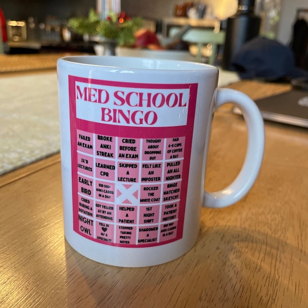Med School Bingo Game Funny Mug Gift - Mug for Medical Students - New ...
