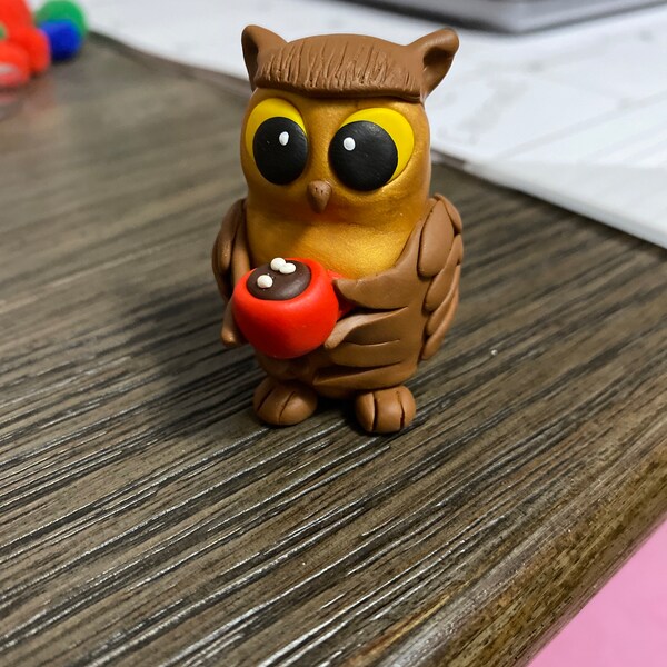 Candy Corn Owl, Owl Sculpture, Owl Figurine, Handmade Clay Figurine ...