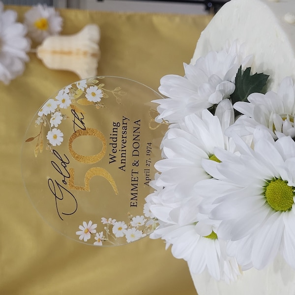 Personalized Golden Anniversary Cake Topper 50th Anniversary Cake ...