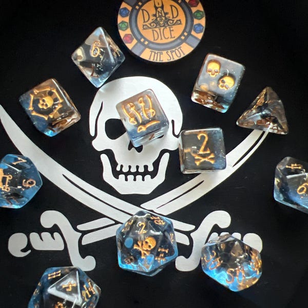Pirates Plunder Exclusive 11 Dice Set | Anne Bonny & Blackbeard Pirate ...