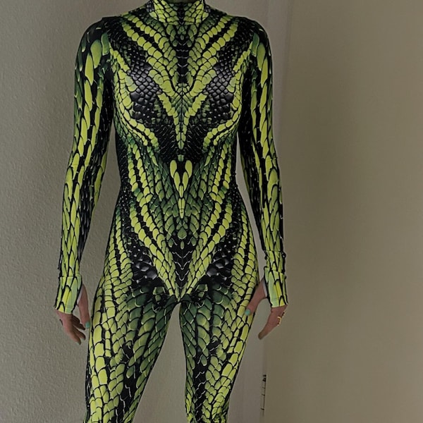 Green Snake Costume, Dragon Costume, Neon Halloween Costume for Women ...