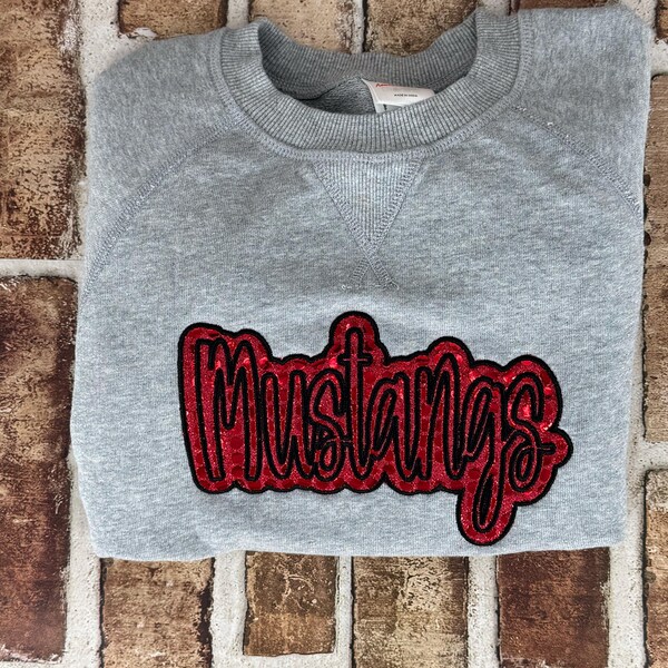 Satin Stitch Mustangs Double Stacked Script Applique Embroidery ...