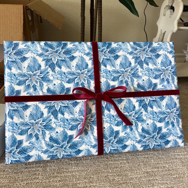 Elegant White Christmas Wrapping Paper, Faux 3D Trees and Foliage ...