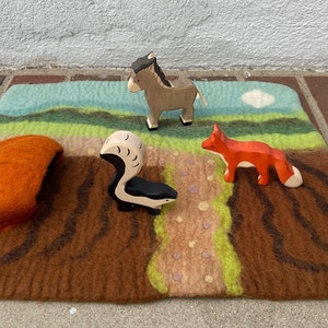 Felt Rustic Farm Animal Play Set Pretend Play, Felt Mat, Play Mat ...