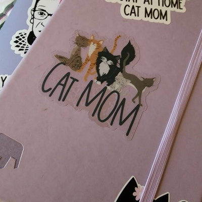 Cat Mom Sticker, Clear Cats Label, Animal Lover Decal, Kindle Sticker ...