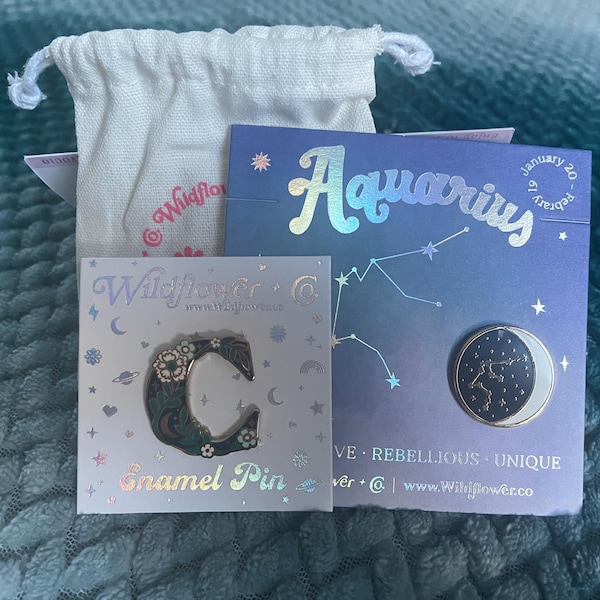 Botanical Letter Enamel Pin - Personalize With Your Initial or Monogram ...