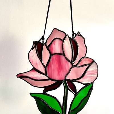 Mountain Landscape Stained Glass Pattern, Modern Stained Glass, Digital ...