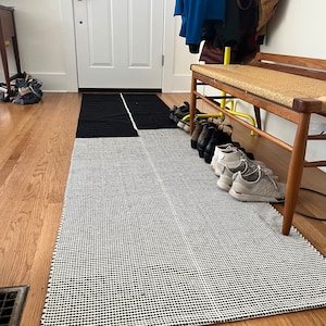 Handwoven Wool Rug Runner, Black White Wool Runner Rug, Entryway ...