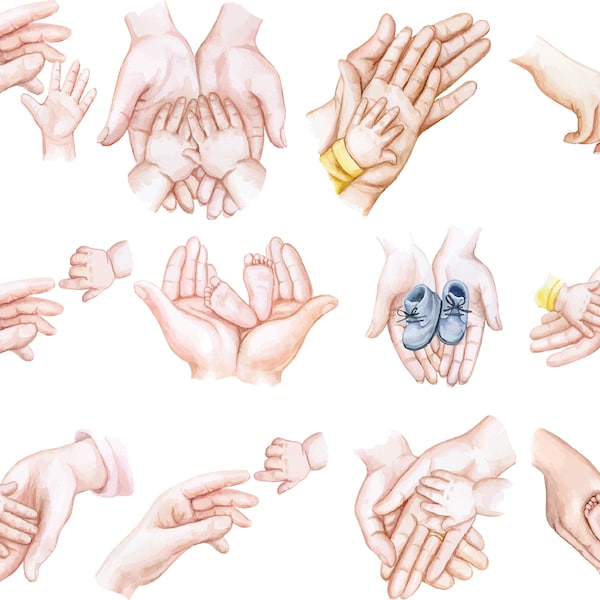Family Hands Svg\ Mom Dad Baby Hands Svg\ Mother Father Child Hand Line ...