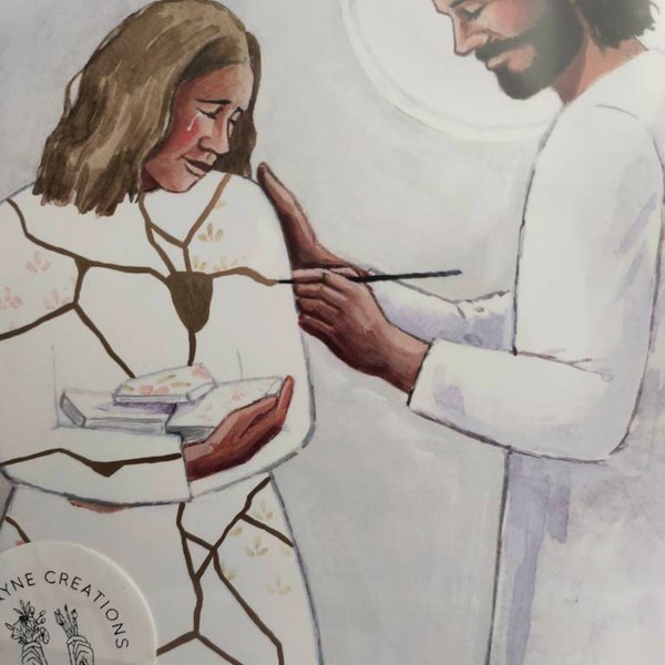 Kintsugi Christ Print: 'he Binds up the Broken Hearted' - Etsy