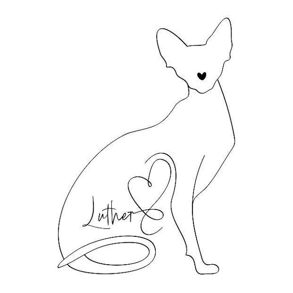 Personalised Sphynx Cat Digital Portrait | Minimalist Sphynx Line ...