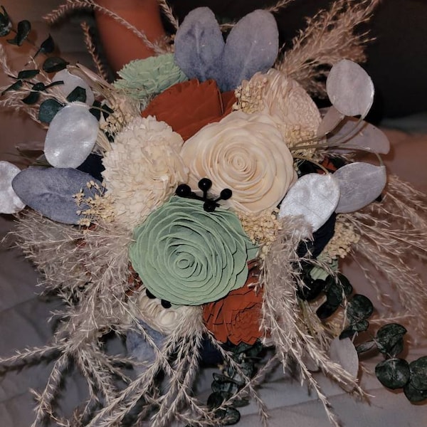 Wedding Bouquet, Bridal Bouquet, Sola Flower, Wedding Flower, Wooden ...