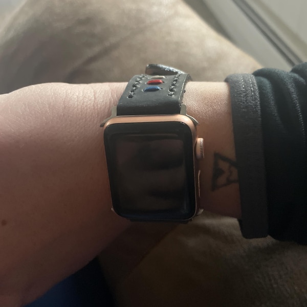 American Flag Colors Leather Watch Band, Compatible With Apple Watch ...