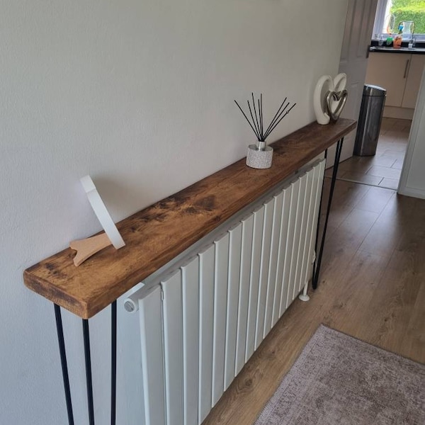 Rustic Radiator Cover With Hairpin Legs | Radiator Shelf - Etsy UK