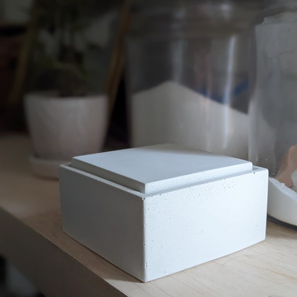 Concrete Box With Concrete or Cherry Wood Lid - Etsy