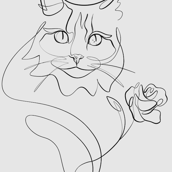 3 Pets/characters One Line Portrait Commission, Dog One Line Portrait ...