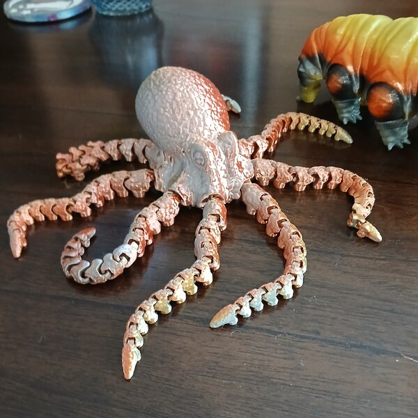 Lifelike Articulated Octopus Fidget Toy - 3D Printed Sensory Desk Toy ...