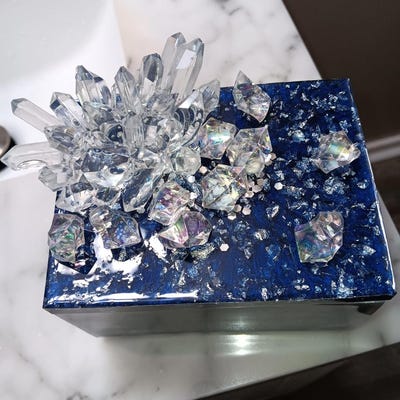 Customizable Agate Crystal Jewelry Box Geode Marble Resin Keepsake Box ...