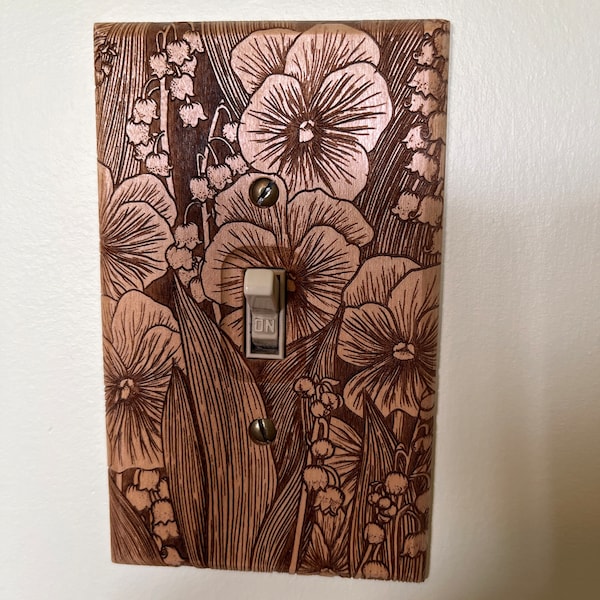 Wooden Flower Engraved Light Switch Cover - Lily of the Valley and ...