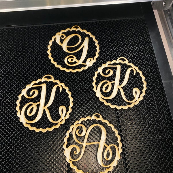 Single Initial Monogram / Car Charm/ Keychain Laser Cut File SVG - Etsy