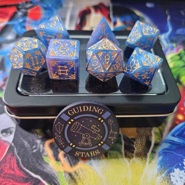 Guiding Stars Exclusive 7 Dice Set | Unique Constellation Star Chart ...
