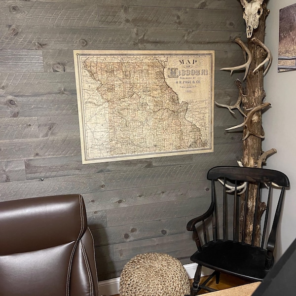 Missouri Map Poster Rustic Vintage Style Travel Map Map Decor Missouri ...