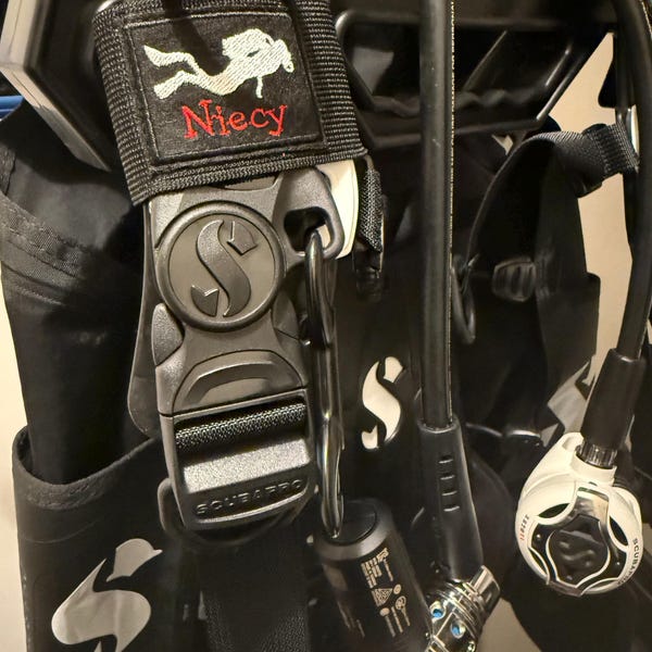 Custom Name Scuba Dive Tag, Personalized Embroidered Scuba BCD Name Tag ...