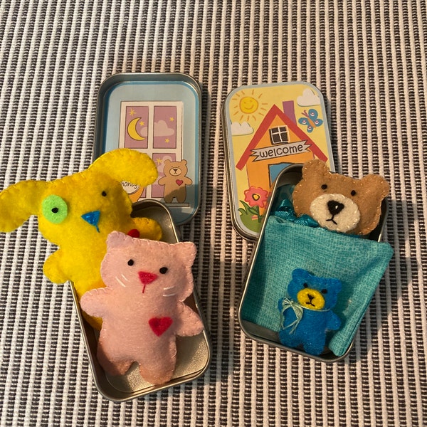 Kitty and Puppy Tin Play Sets Felt Sewing Pattern Toy - Cat - Dog ...