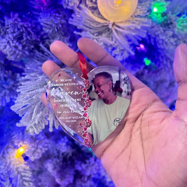 Custom Photo Memorial Ornament 2024, Memorial Day Glass Ornament, Dad ...