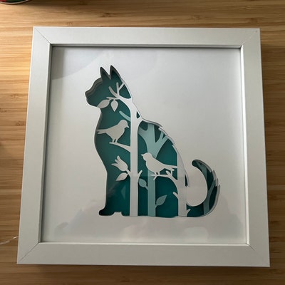 Cat Shadow Box SVG, 3d Papercut SVG, Layered Paper Art Template, Scroll ...