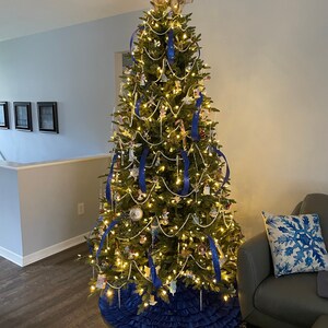 Muslin and Ticking Ruffled Tree Skirt Sewn and Serged U - Etsy