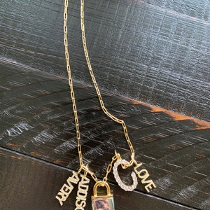 Dangling Letters Name necklace clear stones Sterling Silver | Etsy