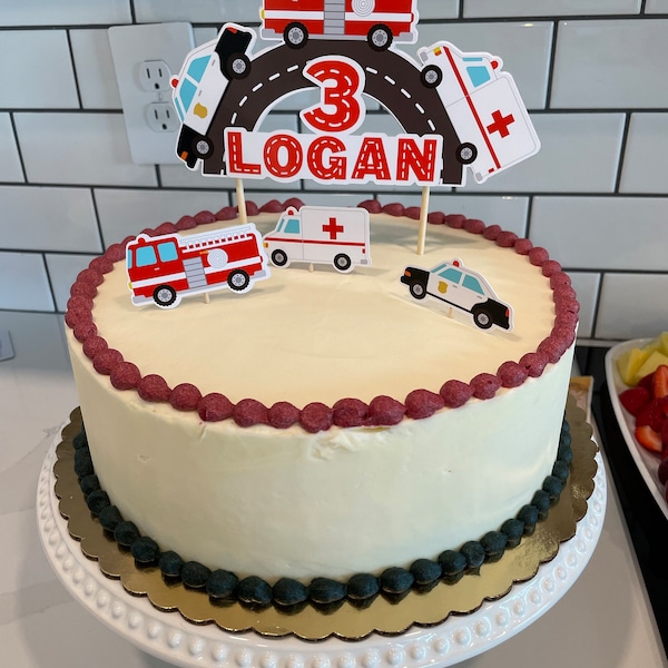 Personalized Rescue Vehicle Cake Topper, Emergency Vehicle, Fire Truck ...