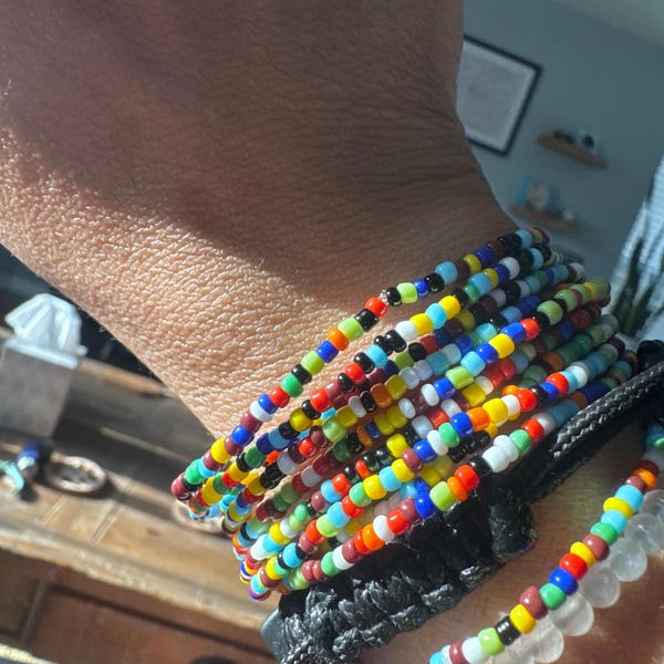 Single Strand Confetti Seed Bead Bracelet, Friendship Bracelet ...