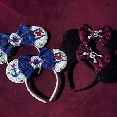 Cruise Minnie Ears, Boat Mickey Ears, Line Mouse Ears Headband, Magical Kingdom Ears, Nautical ...