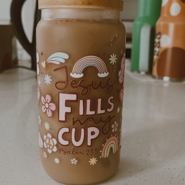 Daily Bible Christian Affirmation Iced Coffee Cup, Bible Verse Glass ...