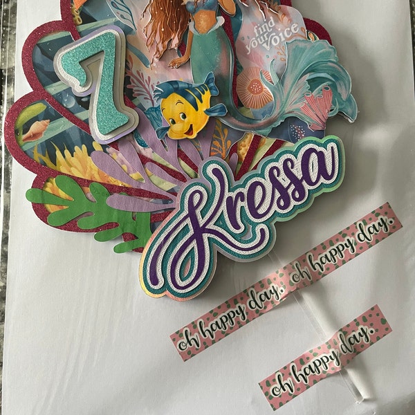 Black Mermaid Personalized Cake Topper Perfect for Themed Parties ...