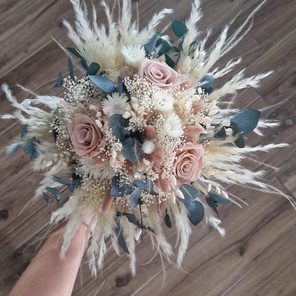 Bridal Bouquet "boho Bride Eucalyptus" Made of Dried Flowers – Infinity ...