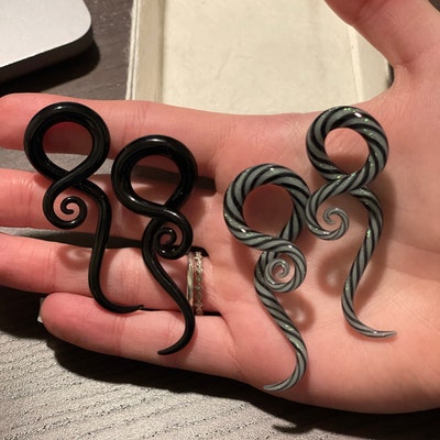 1 Pair 2 Pieces Solid Pink Pinchers Spirals Glass - Etsy