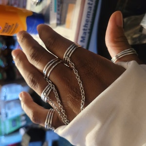Handmade Five Finger Chain Rings Adjustable Cross Chain - Etsy
