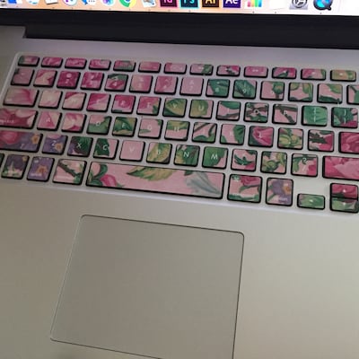 MacBook Keyboard Decal Stickers Pink and Green Flower - Etsy