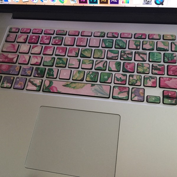 MacBook Keyboard Decal Stickers - Pink and Green Flower Pattern! - Etsy