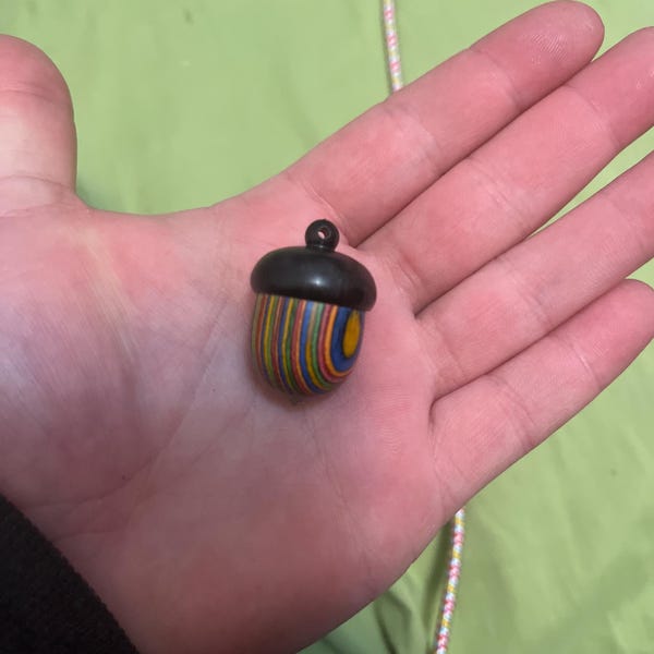 6 Iridescent Multi Colored Rainbow Handcrafted Acorns Cap Crackled ...