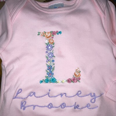 Machine Embroidery LETTER L Uppercase 97mm / 3.85 Tall Dainty Floral ...