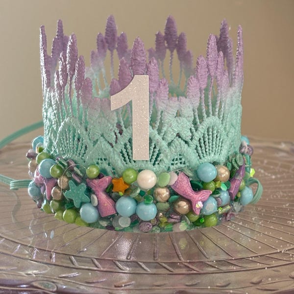Mermaid First Birthday Crown - Candy Sprinkles Cake Smash Tiara - Under ...