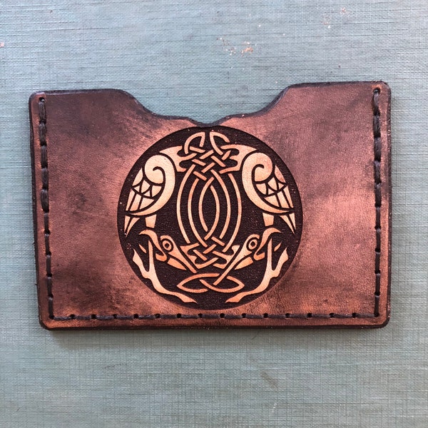 Odins Ravens, Black Minimalist Leather Card Wallet, Slim Wallet, Hugnin ...